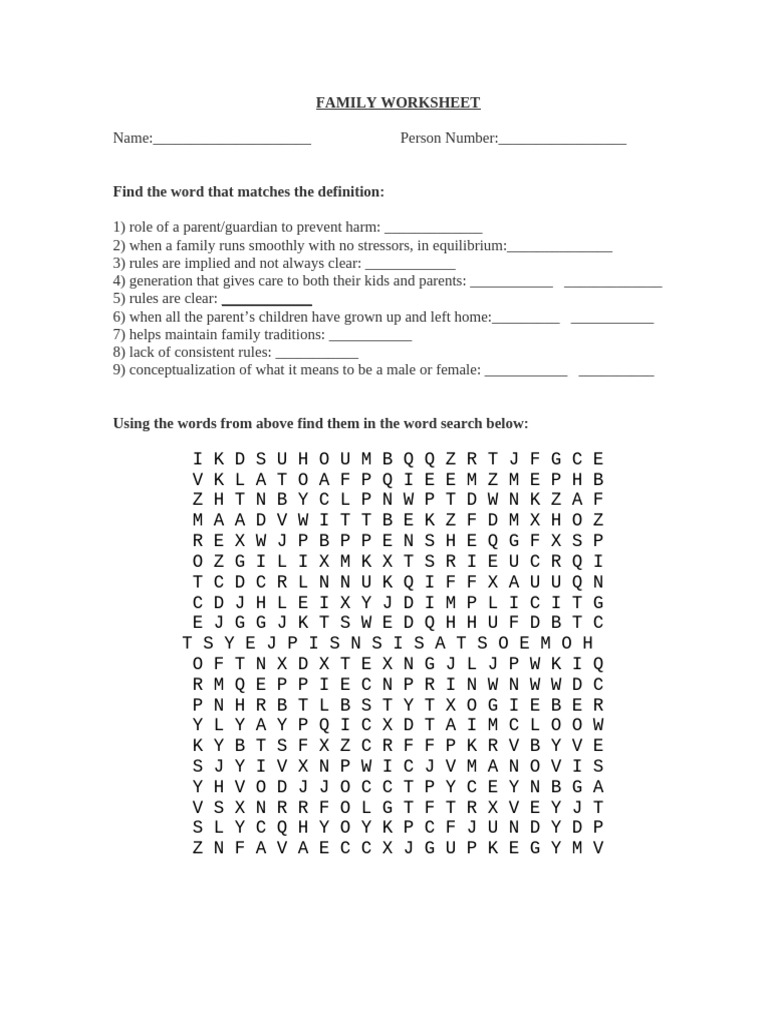 Family Worksheet | PDF
