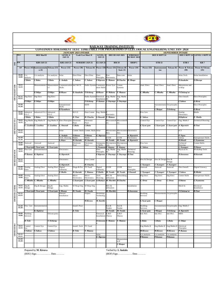 CATS Electrical Engineering Time Table Jan 2025 (Autosaved) - 4 | PDF ...
