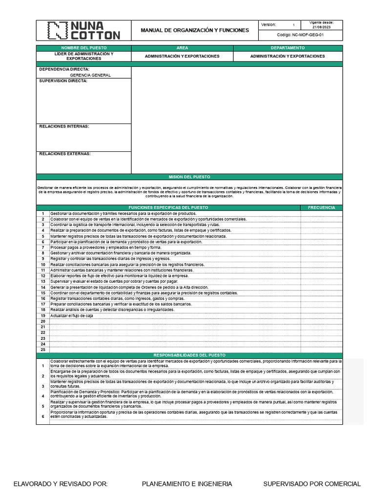 MOF-ADE - Hojas de Cálculo de Google | PDF | Contabilidad | Exportaciones