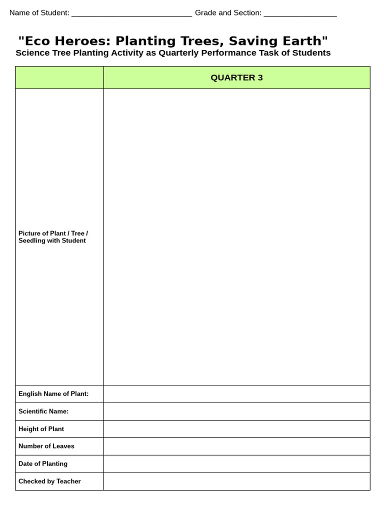 Tree Planting Data Sheet | PDF