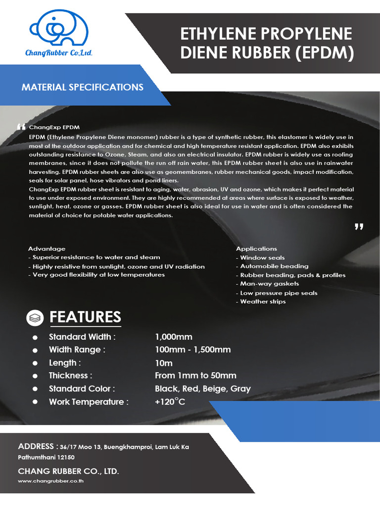 EPDM Rubber Sheet Specifications Guide | PDF | Materials | Building ...
