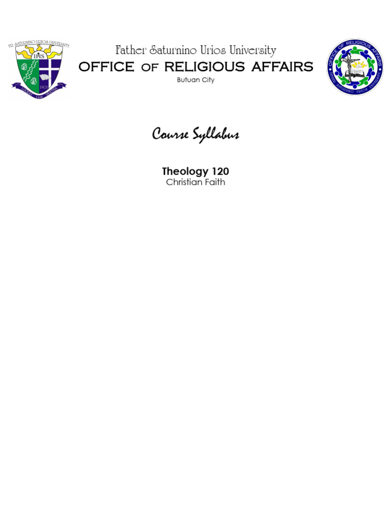 Syllabus THEO 120 XTIAN - Booklet | PDF | Faith | Prayer