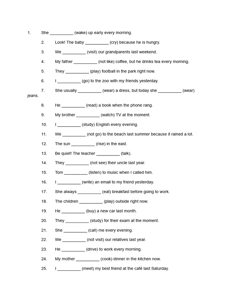 Present Simple, Present Cont, Past Simple | PDF