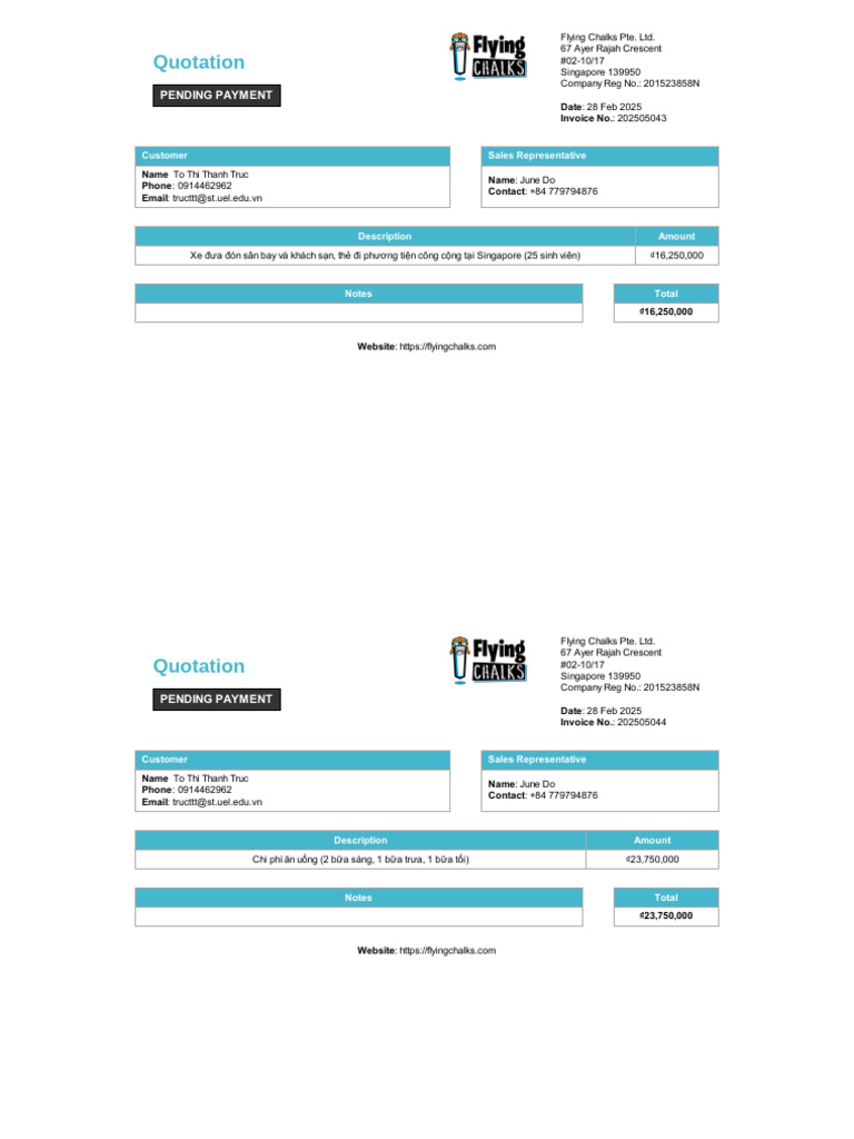 Pending Payment: Date Invoice No | PDF