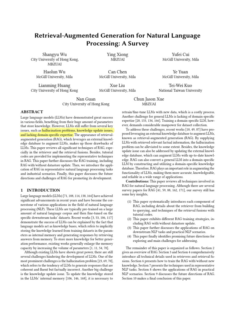 Retrieval-Augmented Generation For Natural Language Processing-A Survey | PDF | Database Index ...