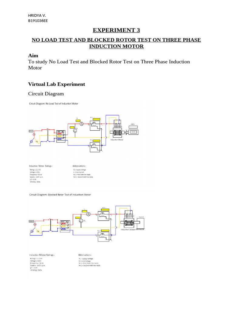 No Load & Blocked Rotor Test Guide | PDF