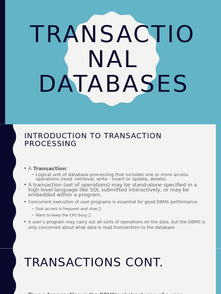 Transactional Databases | PDF | Database Transaction | Databases