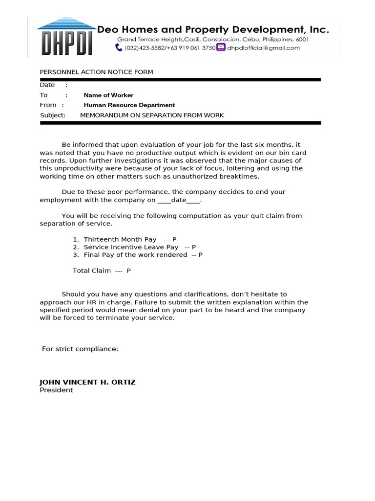 Termination Memo | PDF