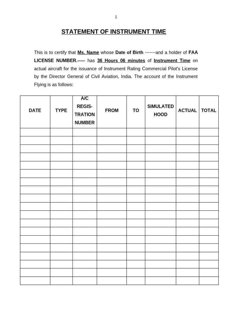 FAA Instrument Time Certification | PDF