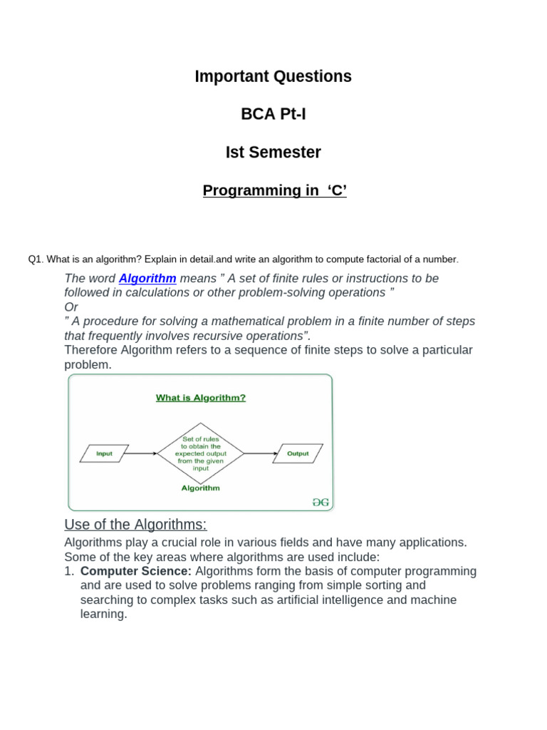 important question in program in C | PDF | Control Flow | Algorithms
