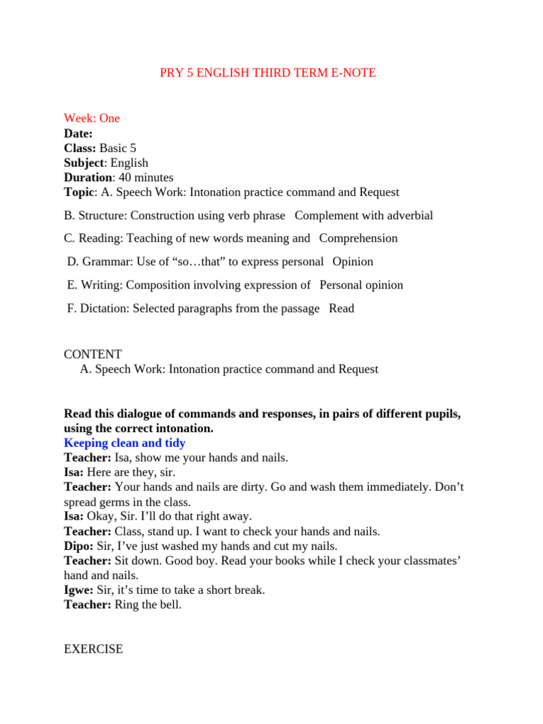 PRY 5 English 3rd Term | PDF | Verb | Soil