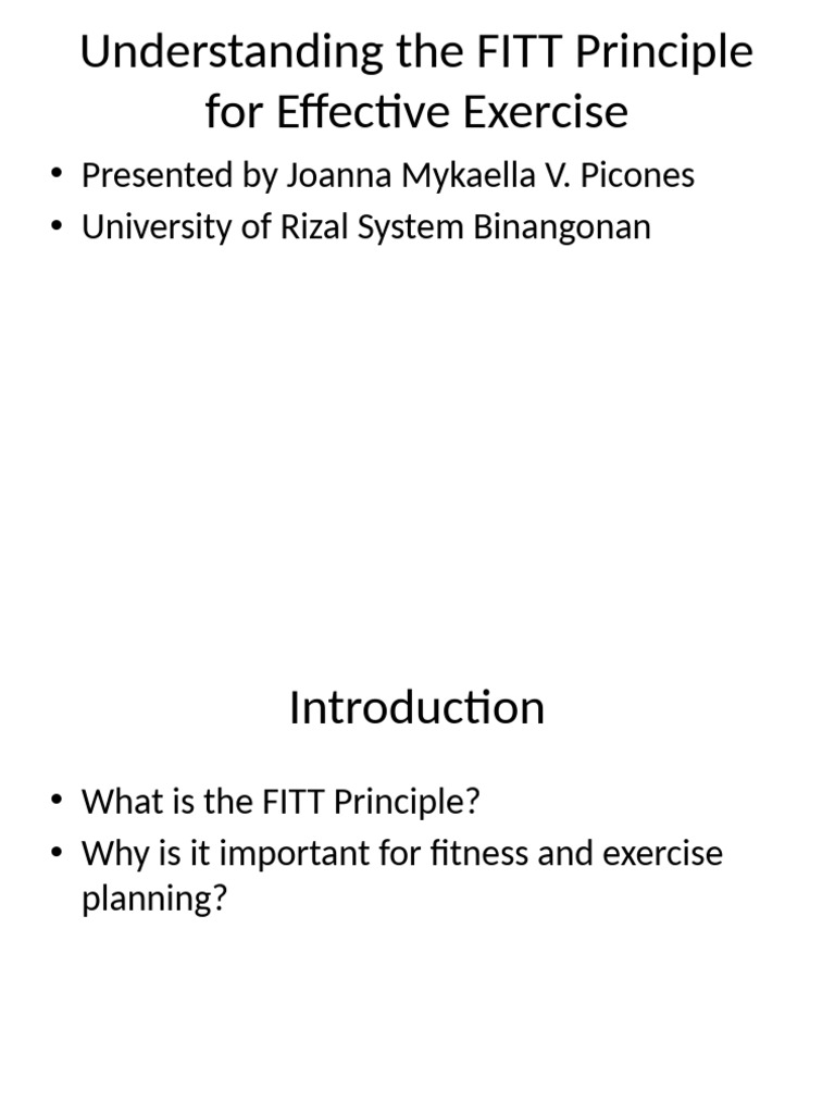 FITT Principle Presentation | PDF | Strength Training | Physical Fitness