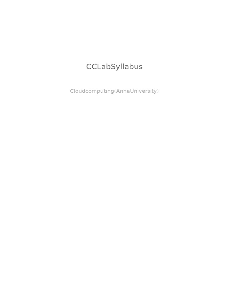Cloud Computing Lab Syllabus | PDF
