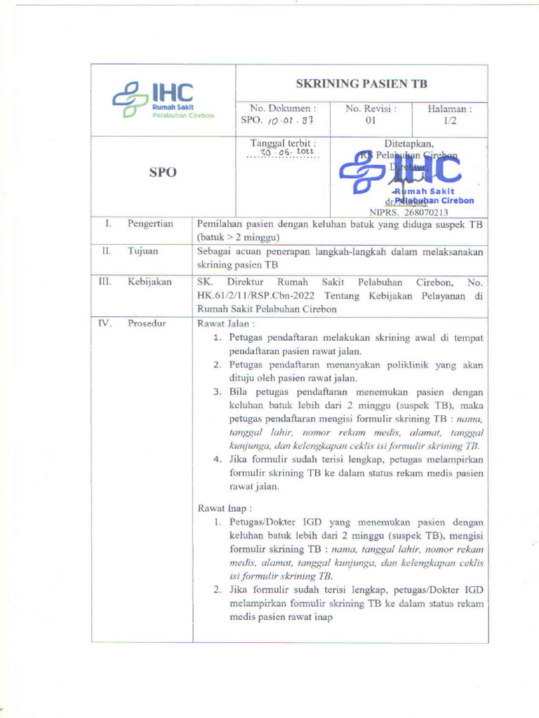 Skrining Pasien TB | PDF
