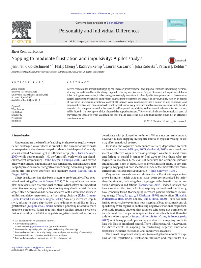 Frustration Scores Vs Impulsivity Look | PDF | Sleep | Sleep Deprivation