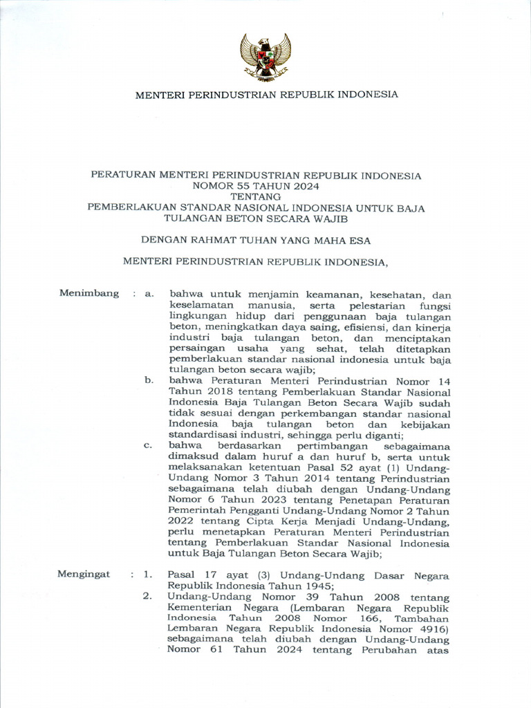 Permenperin No. 55 Tahun 2024 BTB sdh berlaku | PDF