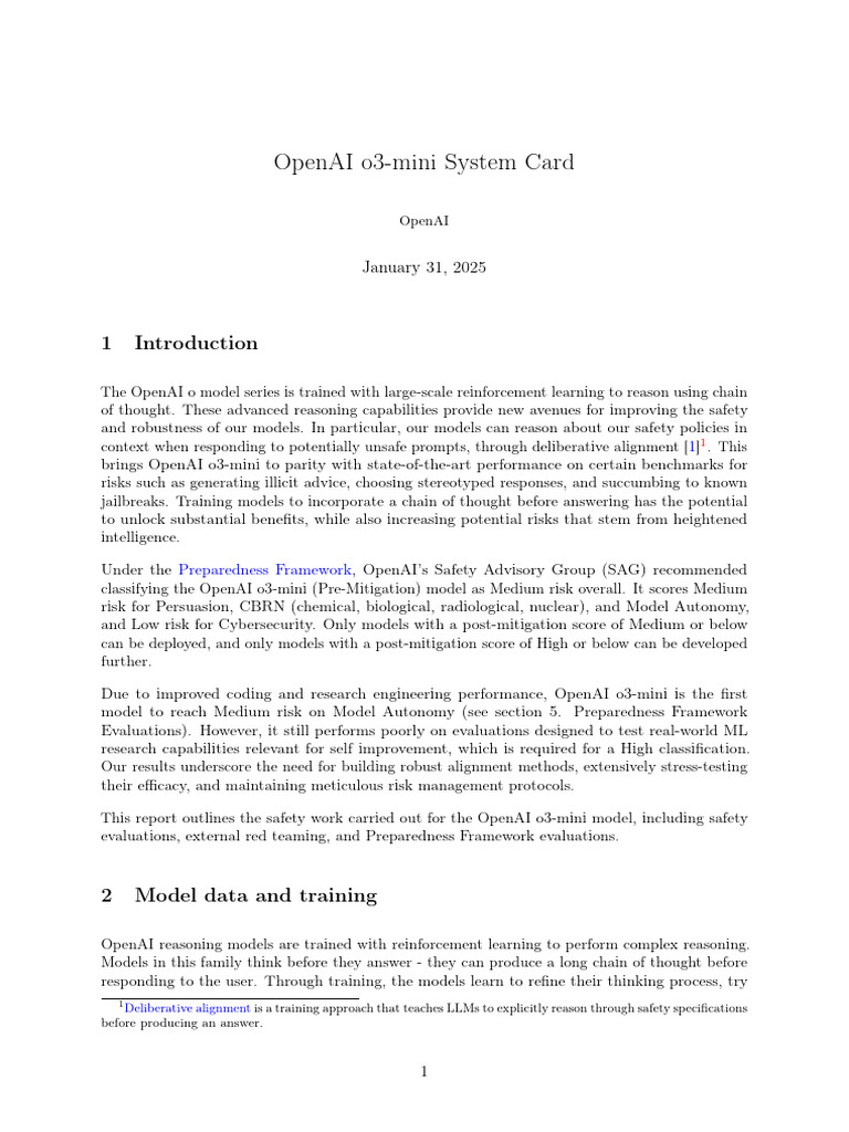 O3 Mini System Card | PDF | Computer Security | Security
