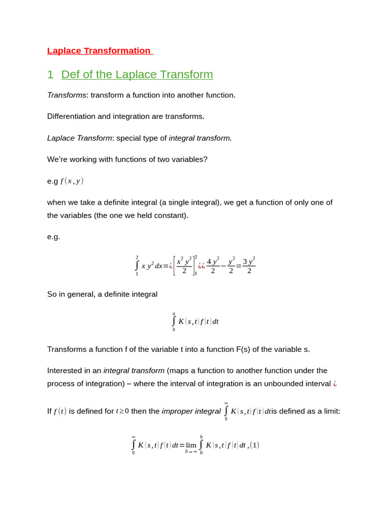Understanding Laplace Transforms | PDF | Laplace Transform | Function ...