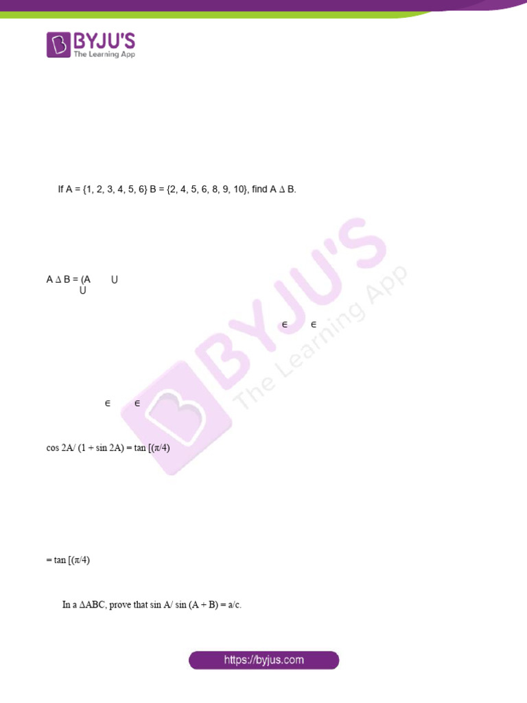Isc Class 11 Maths Specimen Question Paper With Solutions 2019 | PDF ...