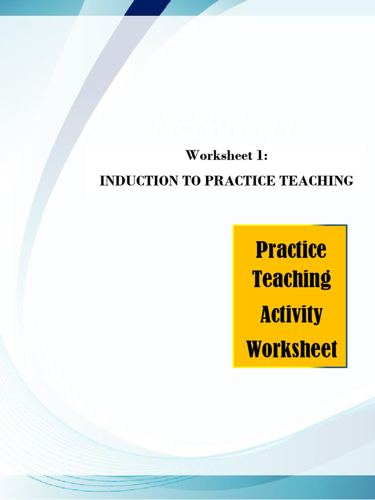 2025 PT Worksheet 1 Introduction To Practice Teaching 1 | PDF ...