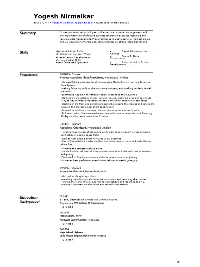 yogesh resume 1999 | PDF