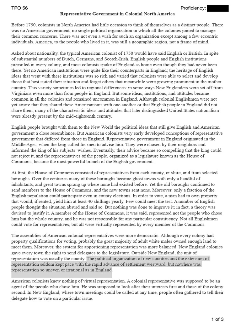 13 TPO 56 Reading_D with no Ans | PDF | Thirteen Colonies