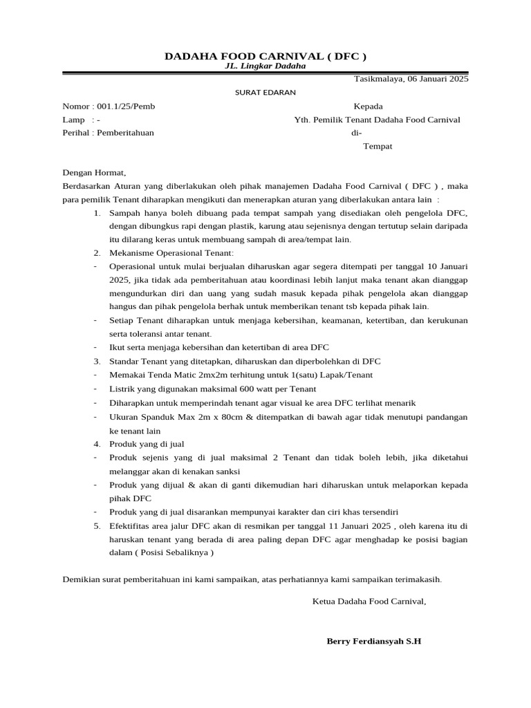 Surat Edaran DCF | PDF