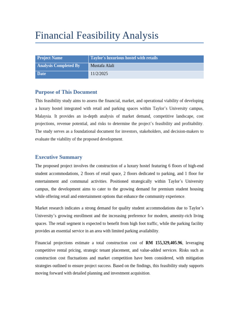 Financial_Feasibility_Analysis_Template | PDF | Feasibility Study | Pricing