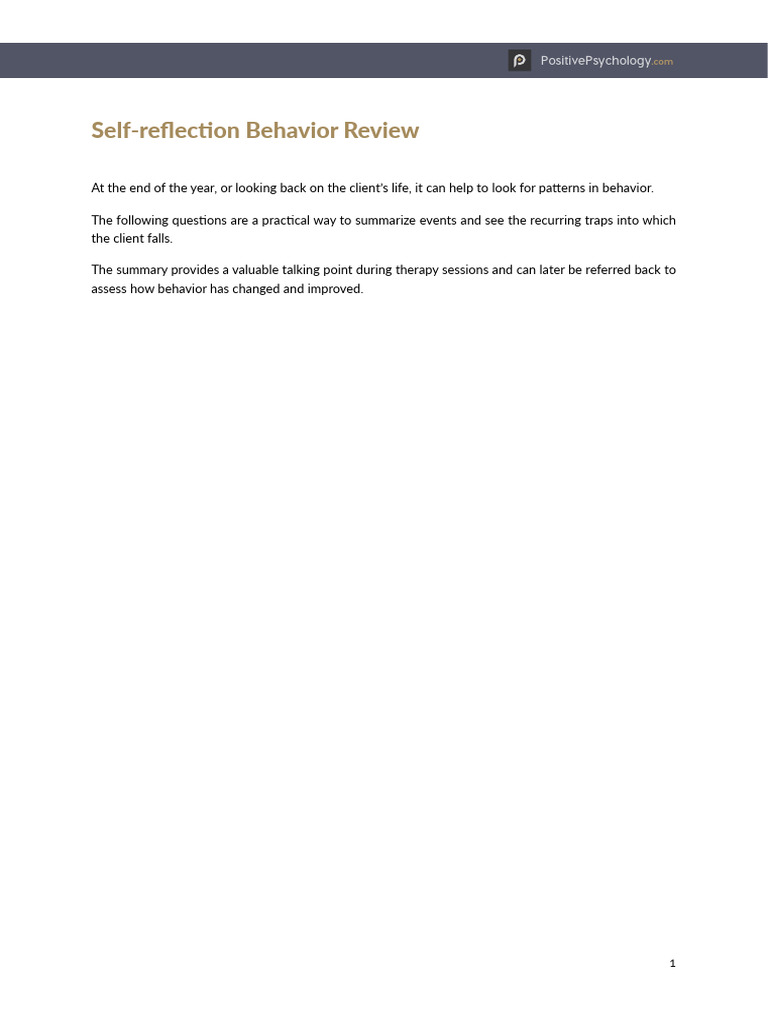 Self Reflection Behavior Review | PDF