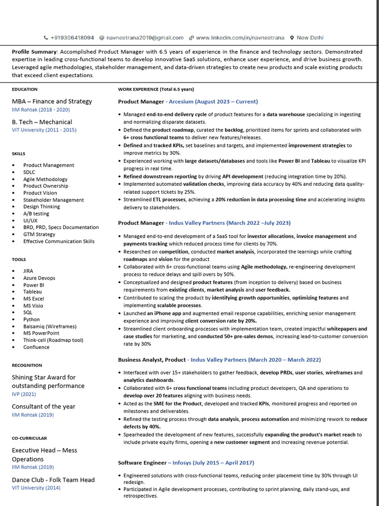 Navneet Singh Rana - Product Manager | PDF | Software Development Process | Agile Software ...