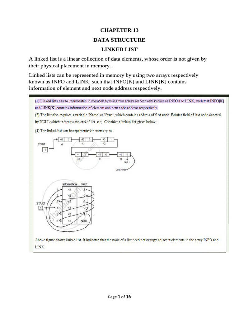 CHAPETER 13 LINKED LIST | PDF | Pointer (Computer Programming) | Algorithms And Data Structures