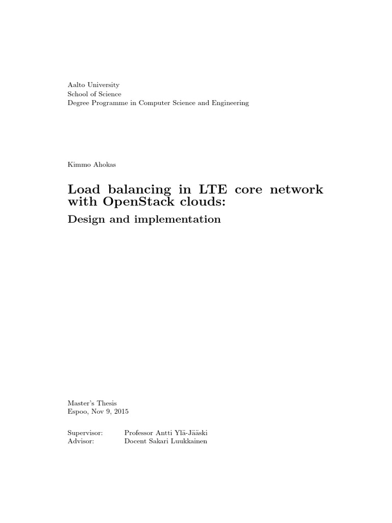 Load Balancing in LTE Core Network | PDF | Computer Network | Cloud Computing