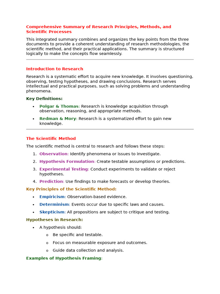 Research Summary | PDF | Hypothesis | Scientific Method
