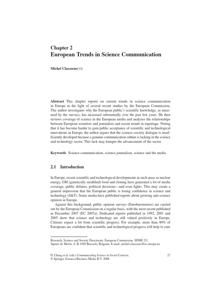 8-European Trends in Science Communication | PDF | Science | Information