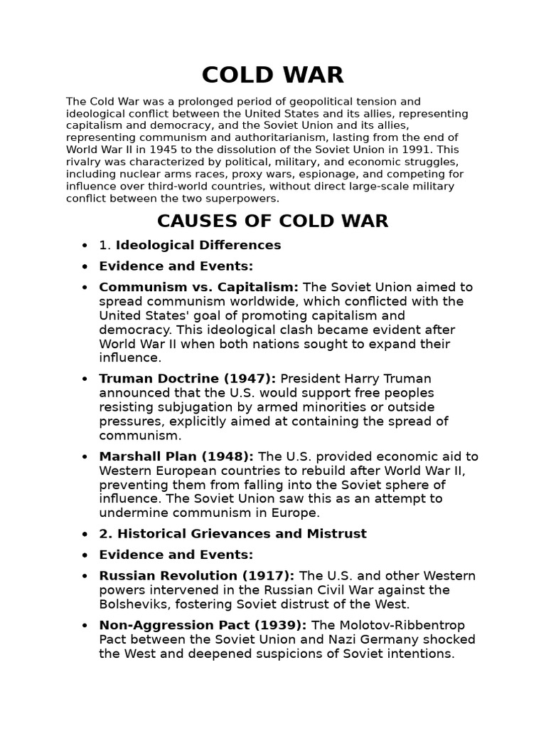 Cold War Overview for Grade 12 Essay | PDF | Cold War | Soviet Union