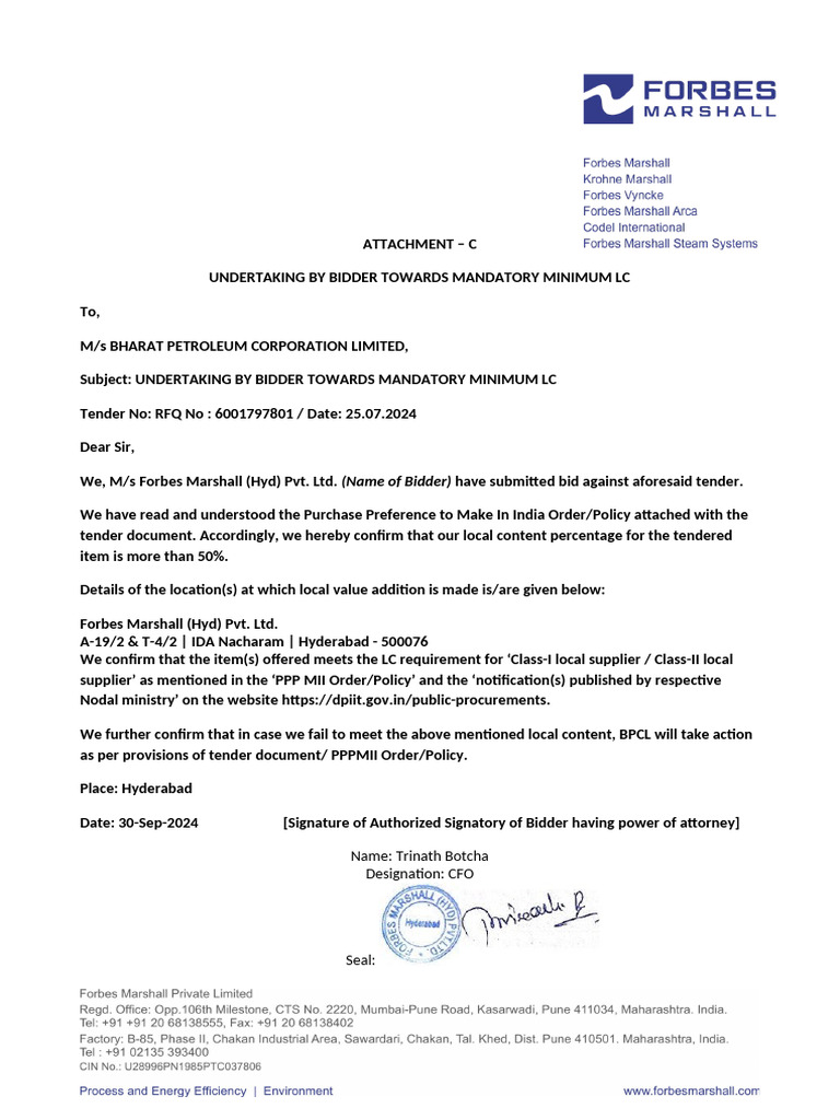 Bidder's Local Content Assurance | PDF