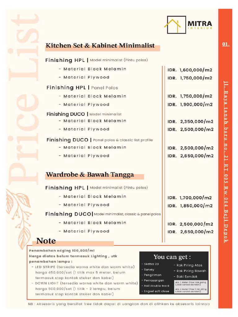 Price List (KITCHENSET) | PDF
