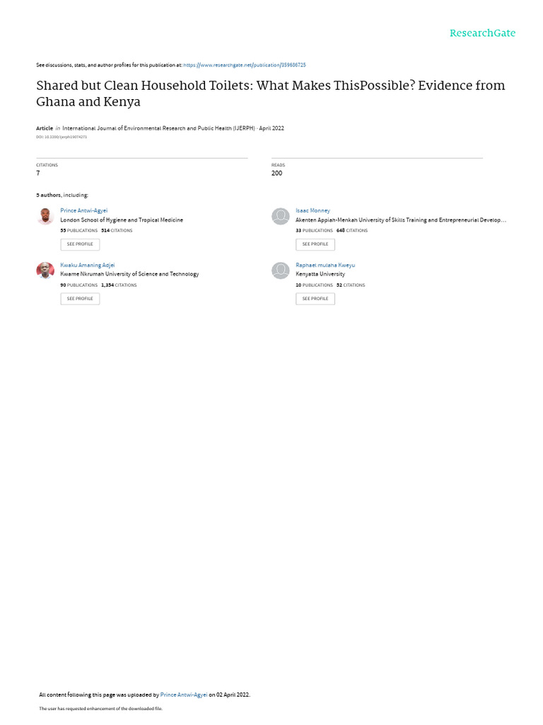 Shared But Clean Household Toilets | PDF | Toilet | Sanitation