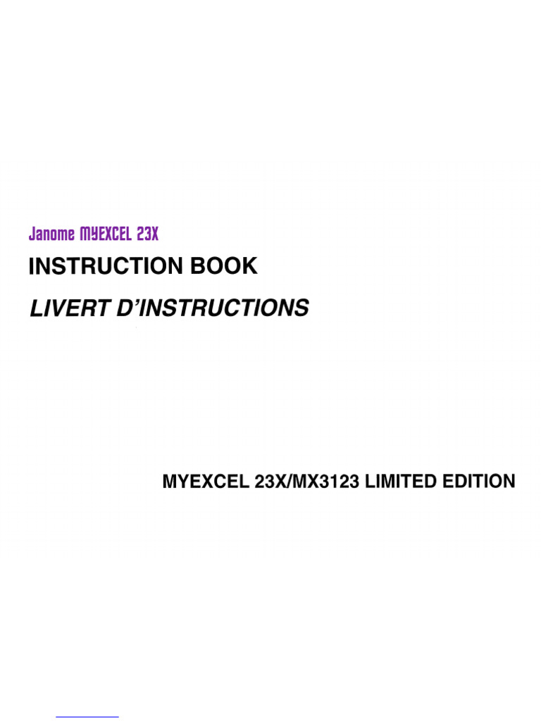 Janome MyExcel 23X Sewing Machine Instruction Manual | PDF | Internet ...