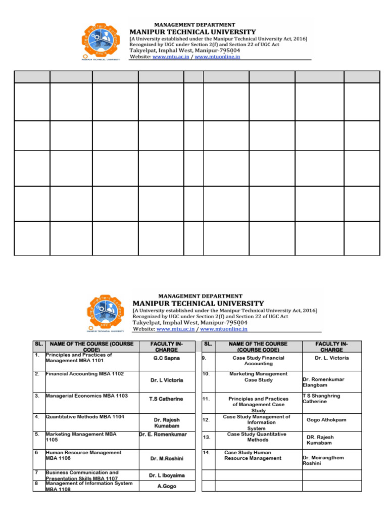 MBA Semester Timetable AY 2024-25 | PDF | Master Of Business ...