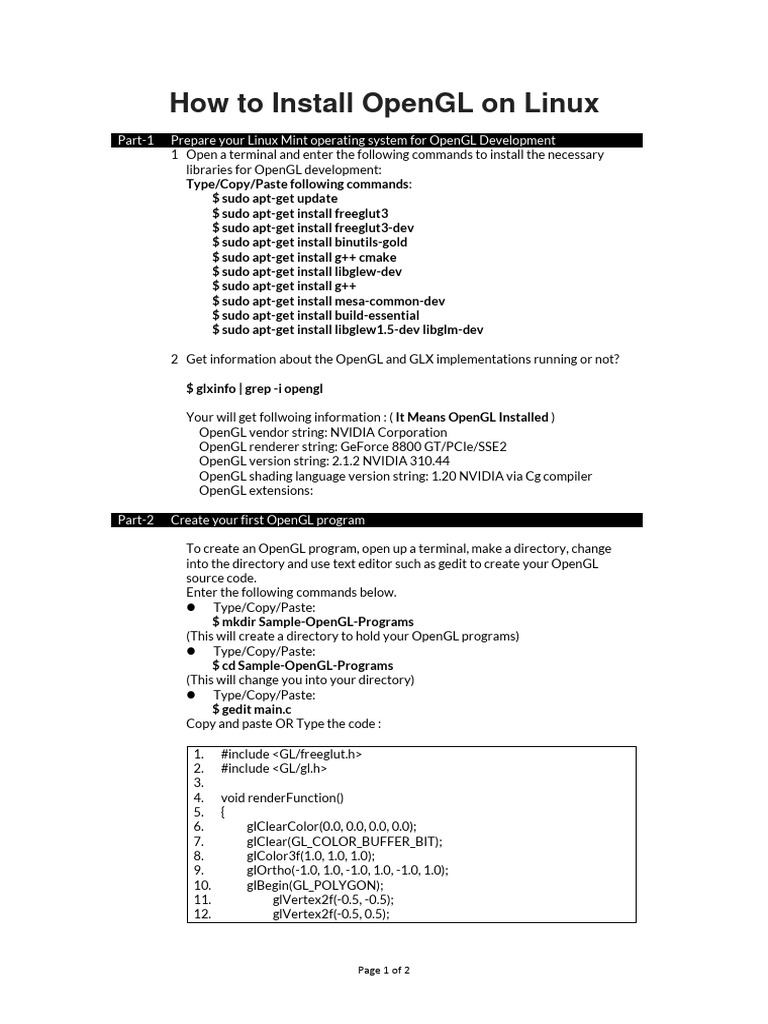 Opengl Installation Steps | PDF | Computing | Software