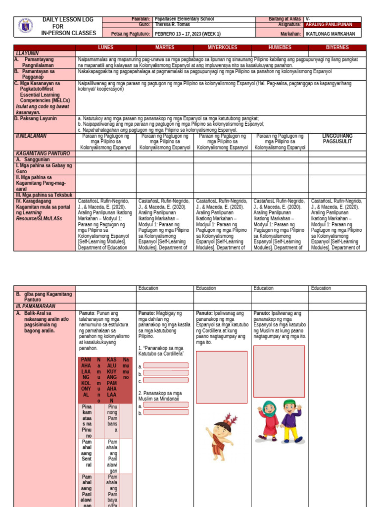G5 Q3W1 DLL AP (MELCs) | PDF
