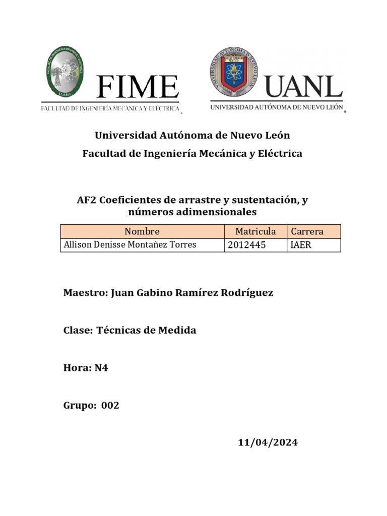 AF2 TecMed 2012445 | PDF | Arrastrar (Física) | Levantar (Fuerza)