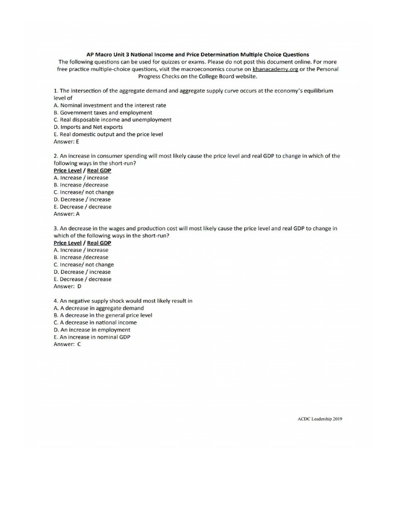 Macro - Unit 3 ACDC MCQ | PDF