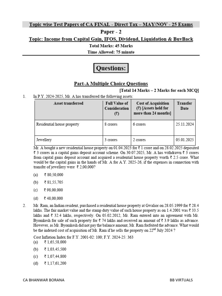 Capital Gain, IFOS, Dividend & Liquidation BuyBack - Paper | PDF ...