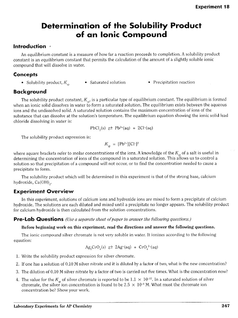 LAB Ch. 16 - Determining KSP | PDF