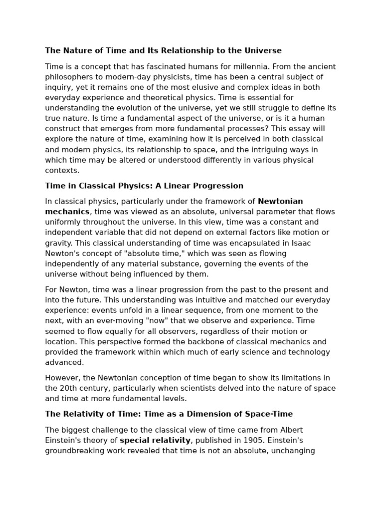 The Nature of Time and Its Relationship to the Universe | PDF | Time ...