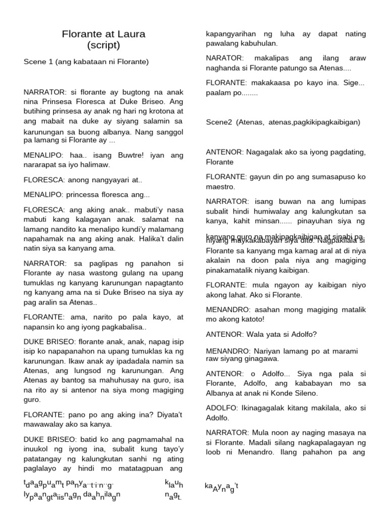 Florante at Laura Script | PDF
