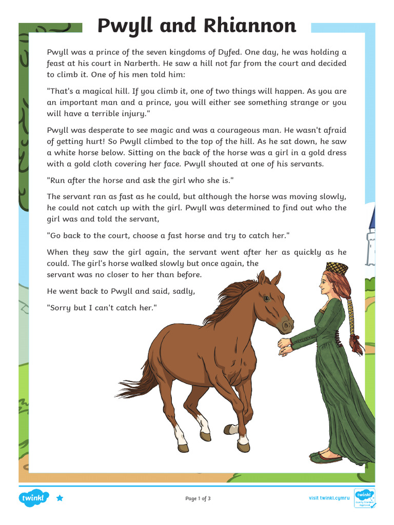 Wl l 1995 Welsh Myths and Legends Pwyll and Rhiannon Differentiated ...