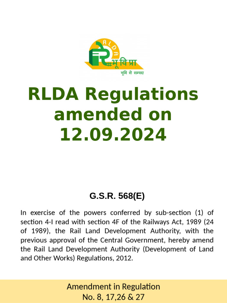 Amendments to RLDA Regulations 2024 | PDF | Lease | Common Law